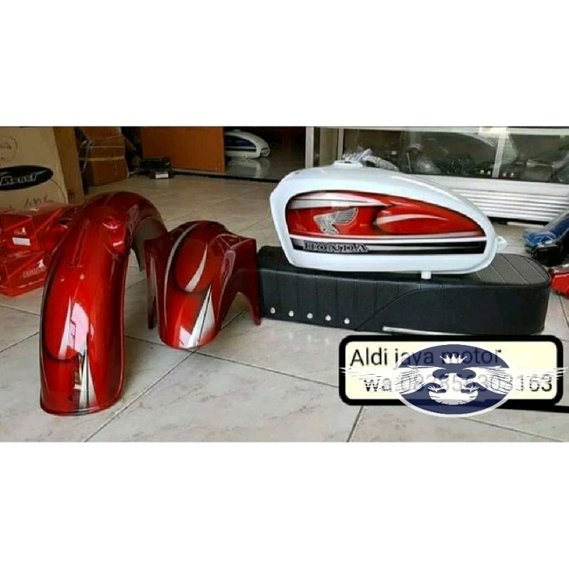 Jual Tangki cb body set cb dilan Airbrush merah dan biru anti karat ...
