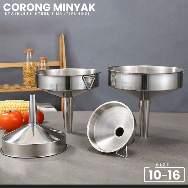 Jual Funnel Stainless Steel Corong Tuang Minyak Garam Kecap Jus Pipa ...