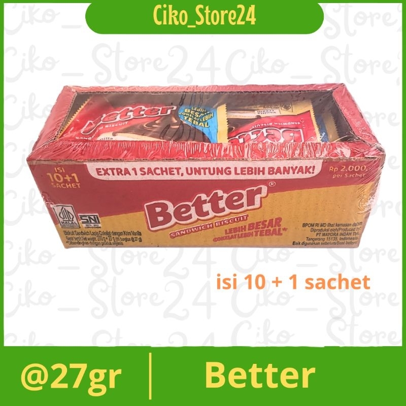Jual Sandwich Biscuit better Vanila Cream 1 pack isi 11 pcs | Shopee ...