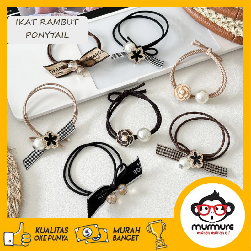 Jual MURMURE I IKAT RAMBUT PONYTAIL KARET RAMBUT MOTIF PITA BUNGA ...