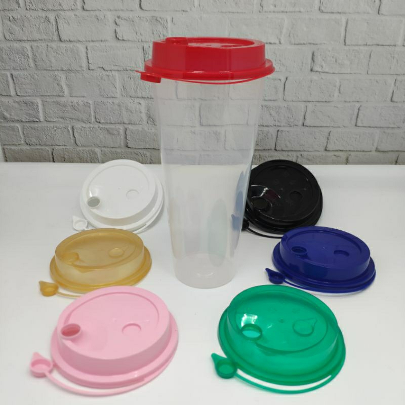 Jual [25pcs] CUP Gelas PP Injection 22oz 700ml+ Tutup Bening Hitam ...