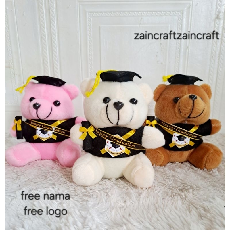 Jual Boneka bear 13-14cm free nama dan logo/Boneka bear pita kuning ...