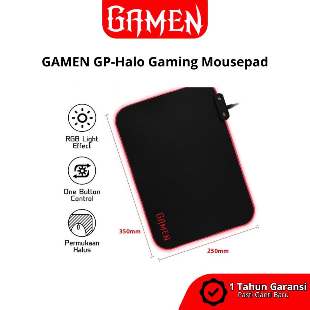 Jual GAMEN GP-Halo Gaming Mousepad RGB Lighting Anti-Slip Rubber Base ...