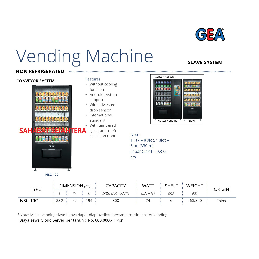 Jual GEA Vending Machine Otomatis NSC-10C – Mesin Penjual Minuman ...