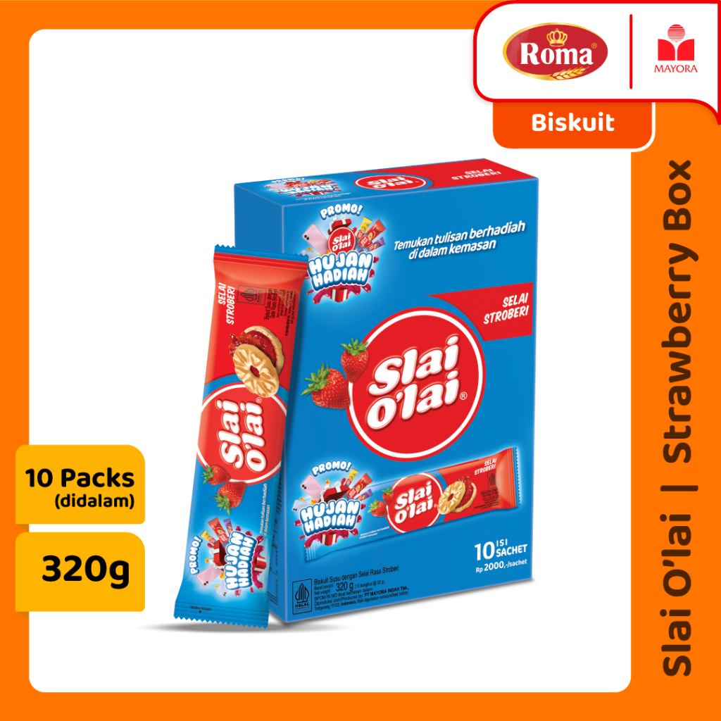 Jual Roma Slai Olai Strawberry Box 10 Sachet | Shopee Indonesia