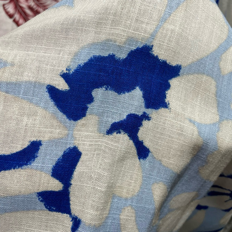 Jual kain katun linen - kain katun linen motif bunga - kain katun linen ...