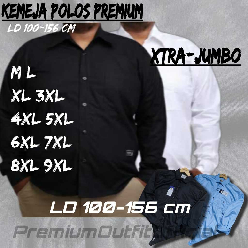 Jual Kemeja Polos Lengan Panjang Pria Wanita Super Jumbo Bigsize Oversize Premium Ld 120 125 130 ...