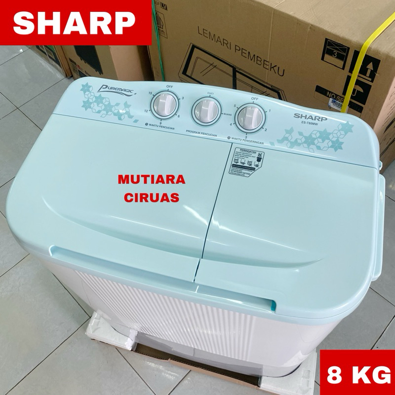 Jual Mesin Cuci Sharp EST-80MW / Mesin Cuci Sharp 2 Tabung 8 Kg ...