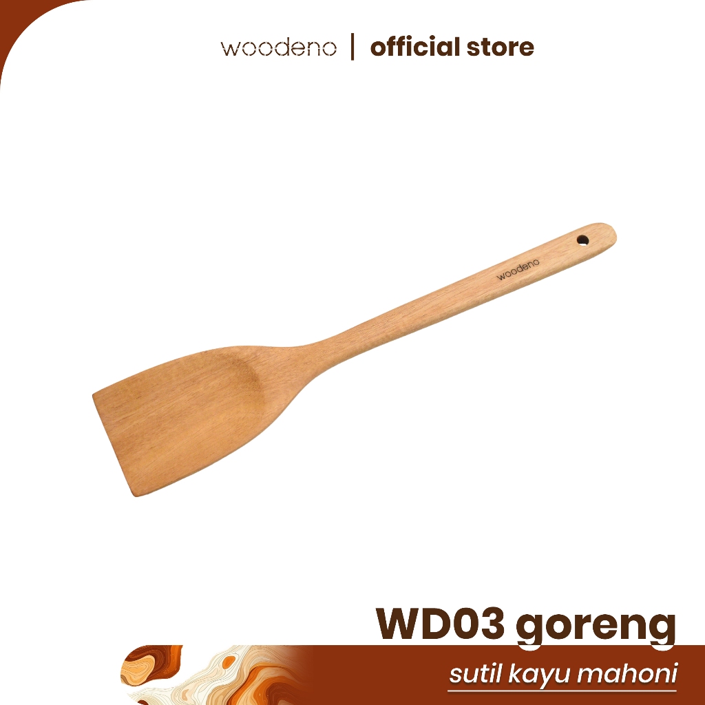 Jual Woodeno Sutil Goreng Kayu Mahoni 33.5cm WD03 Spatula Food Grade ...