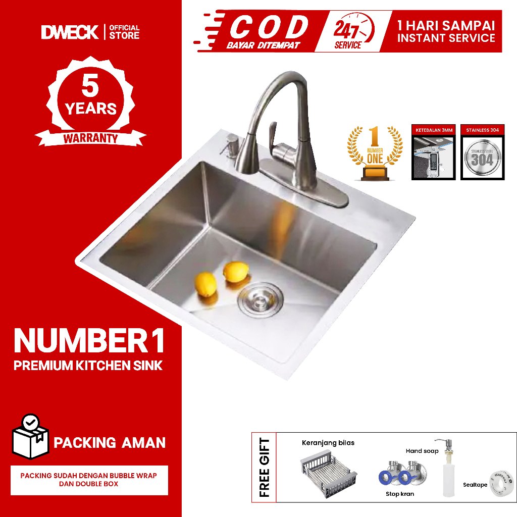 Jual DWECK - Kitchen Sink Stainless Kitchen Sink Satu Lubang Bak Cuci ...