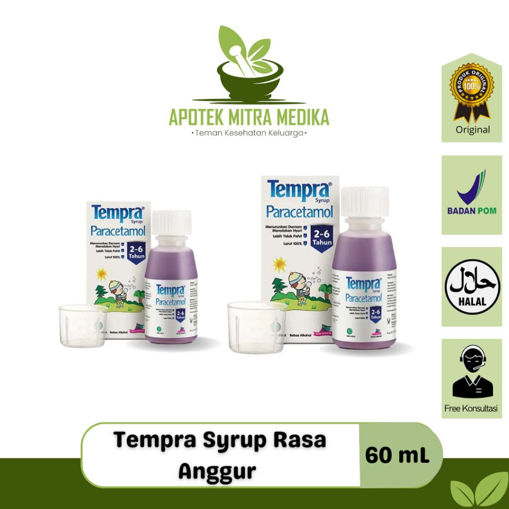 Jual Tempra Syrup Paracetamol Anak Rasa Anggur 100 ml/ 60 ml | Shopee ...
