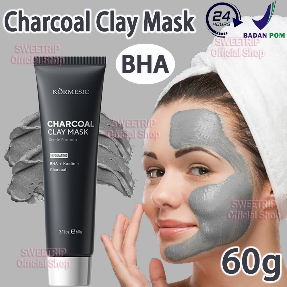 Jual Charcoal Clay Mask BHA 60g BPOM deep pore cleansing Masker Wajah ...