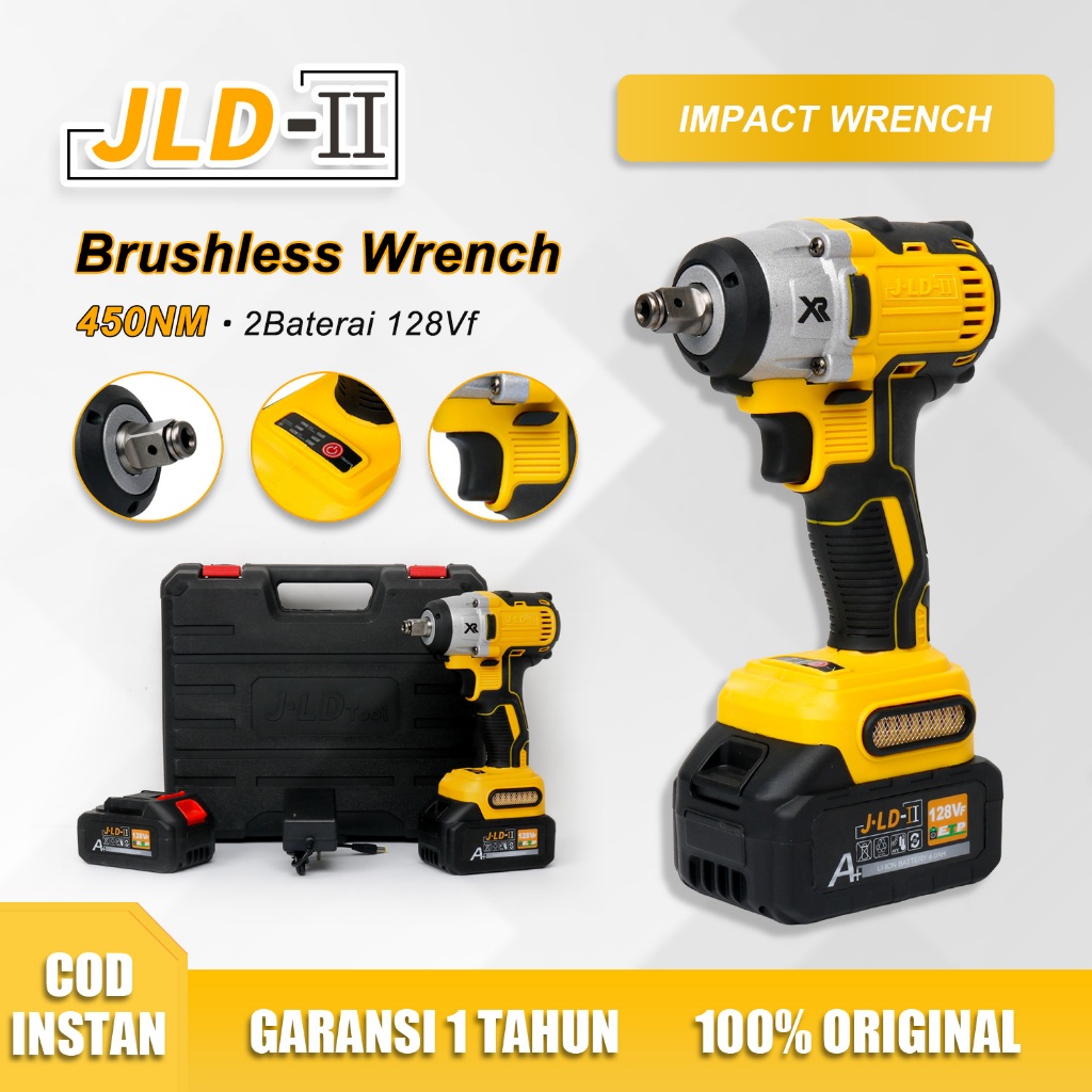 Jual JLD-II 128Vf Cordless Impact Wrench 450NM Brushless impact bor ...