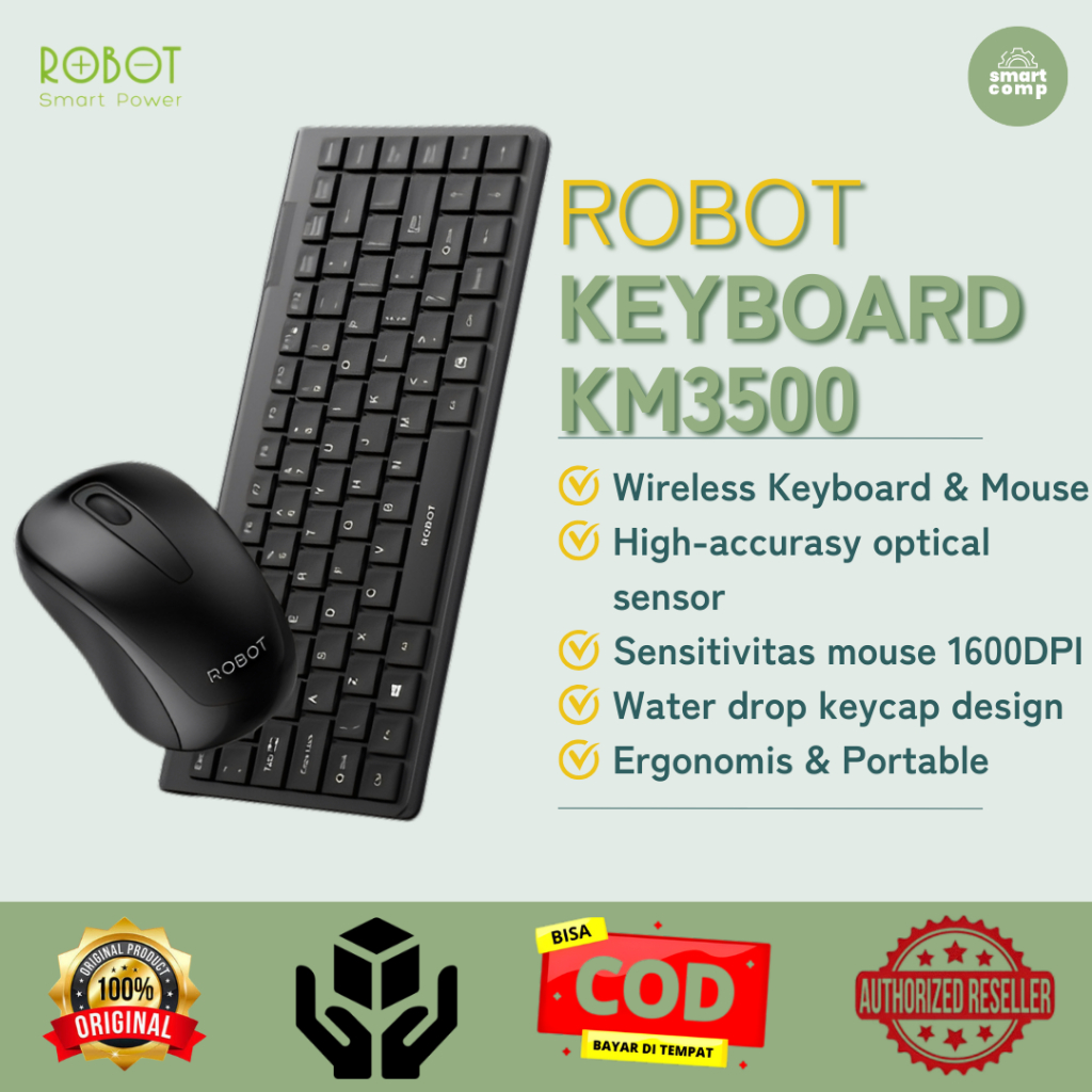 Jual ROBOT KM3500 Keyboard and Mouse Portable Mini Wireless Set Combo ...
