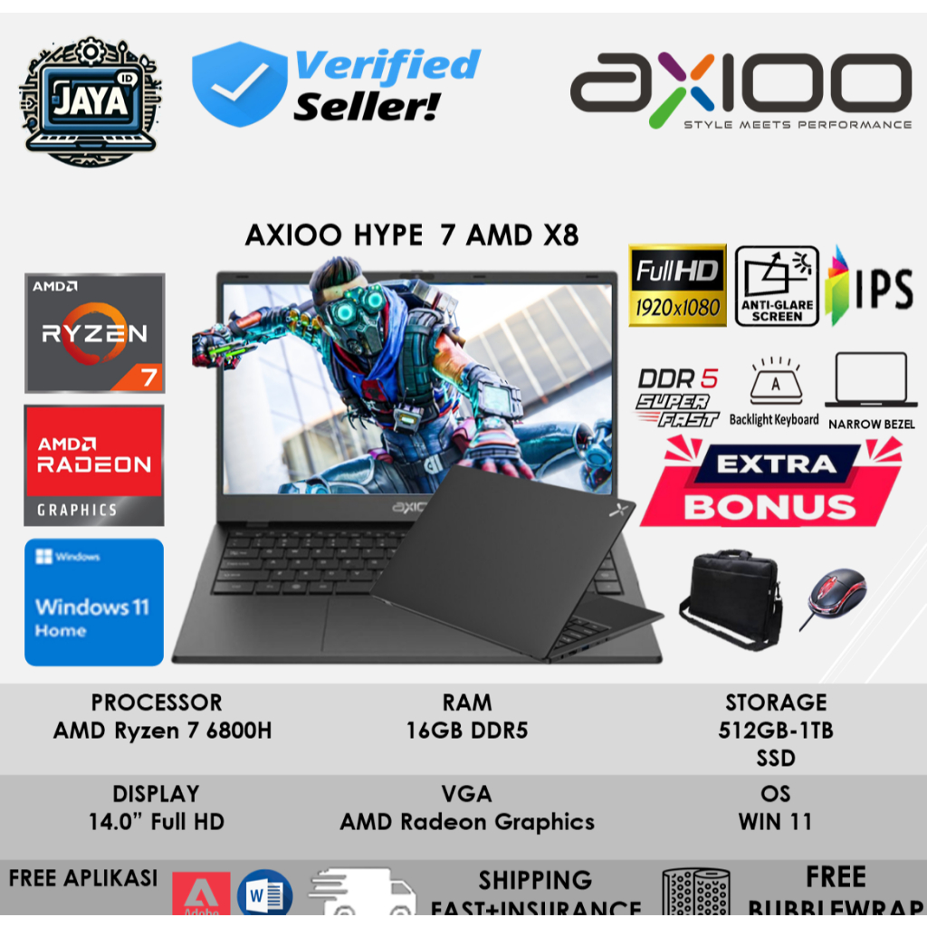 Jual Laptop Spesial Axioo Hype 7 X8 AMD Ryzen 7 6800H Ram 16GB DDR5 ...