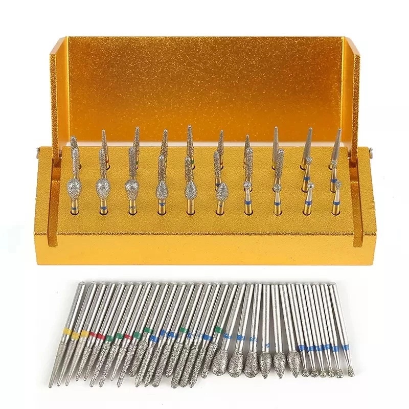 Jual Dental diamond bur 30 pcs high speed / mata bur gigi tempat kotak logam bur gigi holder ...