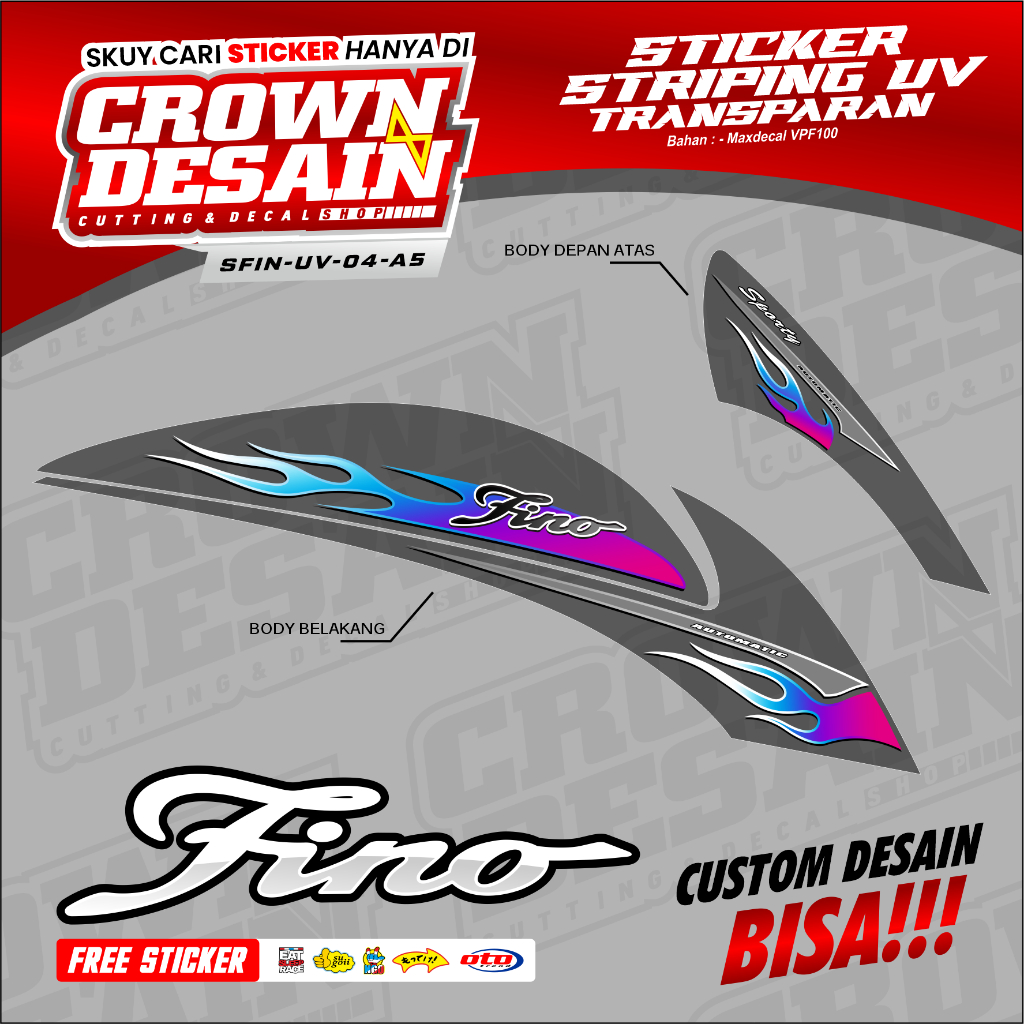 Jual STRIPING TRANSPARAN FINO 125 FI DESAIN API RACING / STRIPING ...