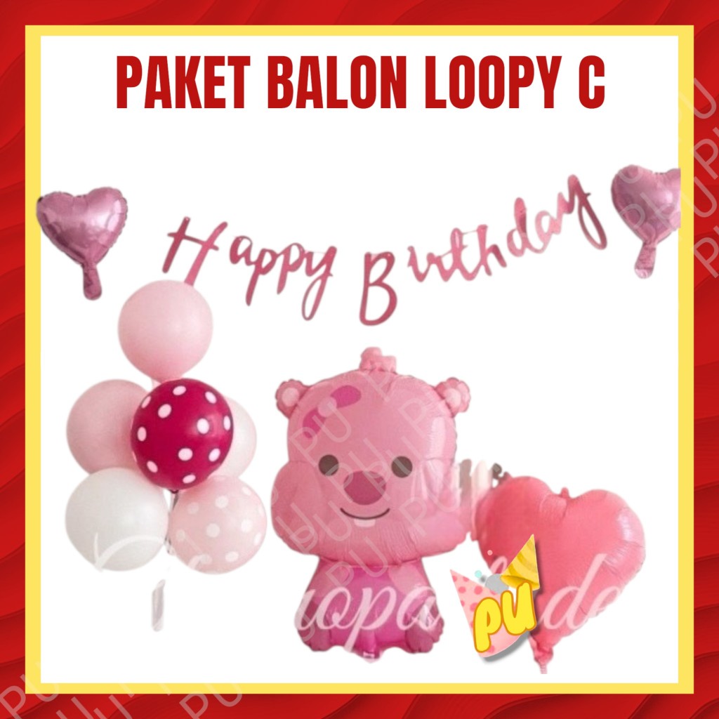 Jual Paket Balon LOOPY PORORO C / Dekorasi Ulang Tahun Balon Pororo ...