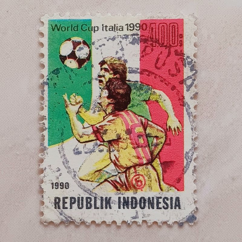 Jual (AF) Perangko Indonesia 1990 World Cup Italia Nominal 400 rupiah ...