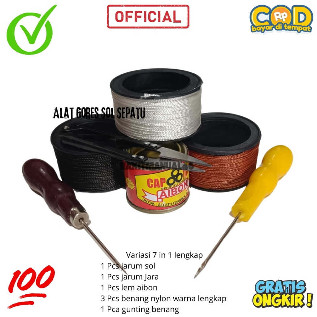 Jual Paket Benang Nilon Sol Sepatu + Jarum Sol Sepatu Original ...
