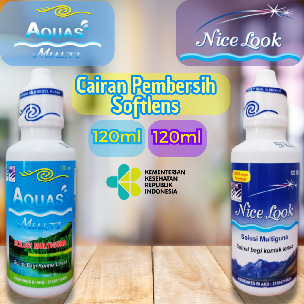 Jual NICE LOOK / AQUAS MULTI / Cairan Softlens Multipurpose 120ml / Pembersih Softlens / NICE ...
