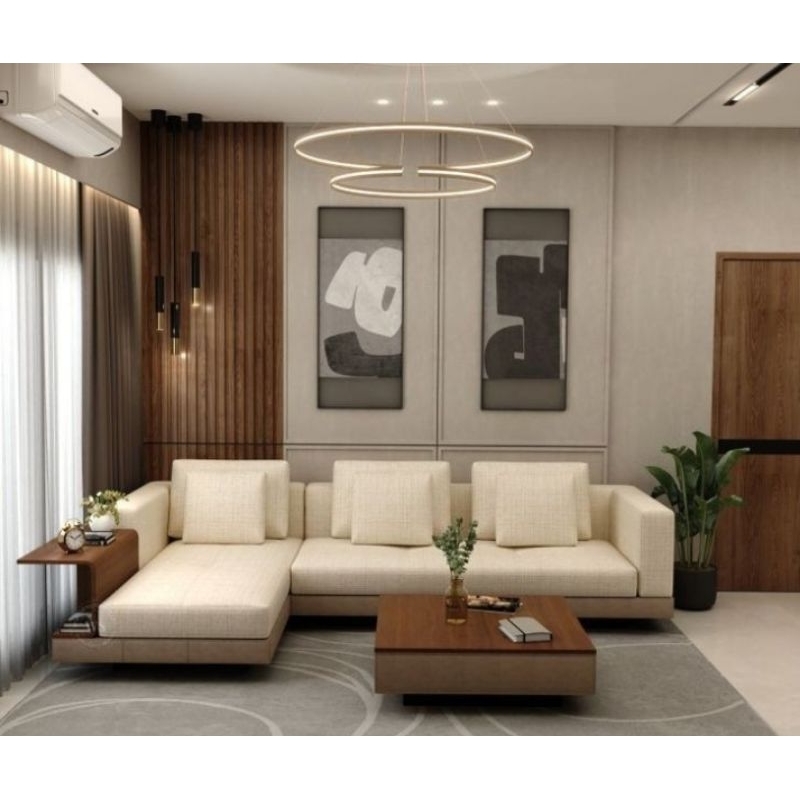 Jual sofa L minimalis modern Elegant dengan meja samping nyaman dan ...