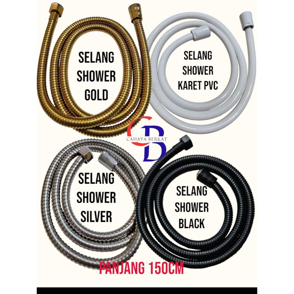 Jual Selang Shower hitam black stainless gold plastik Tebal Awet 150 cm ...