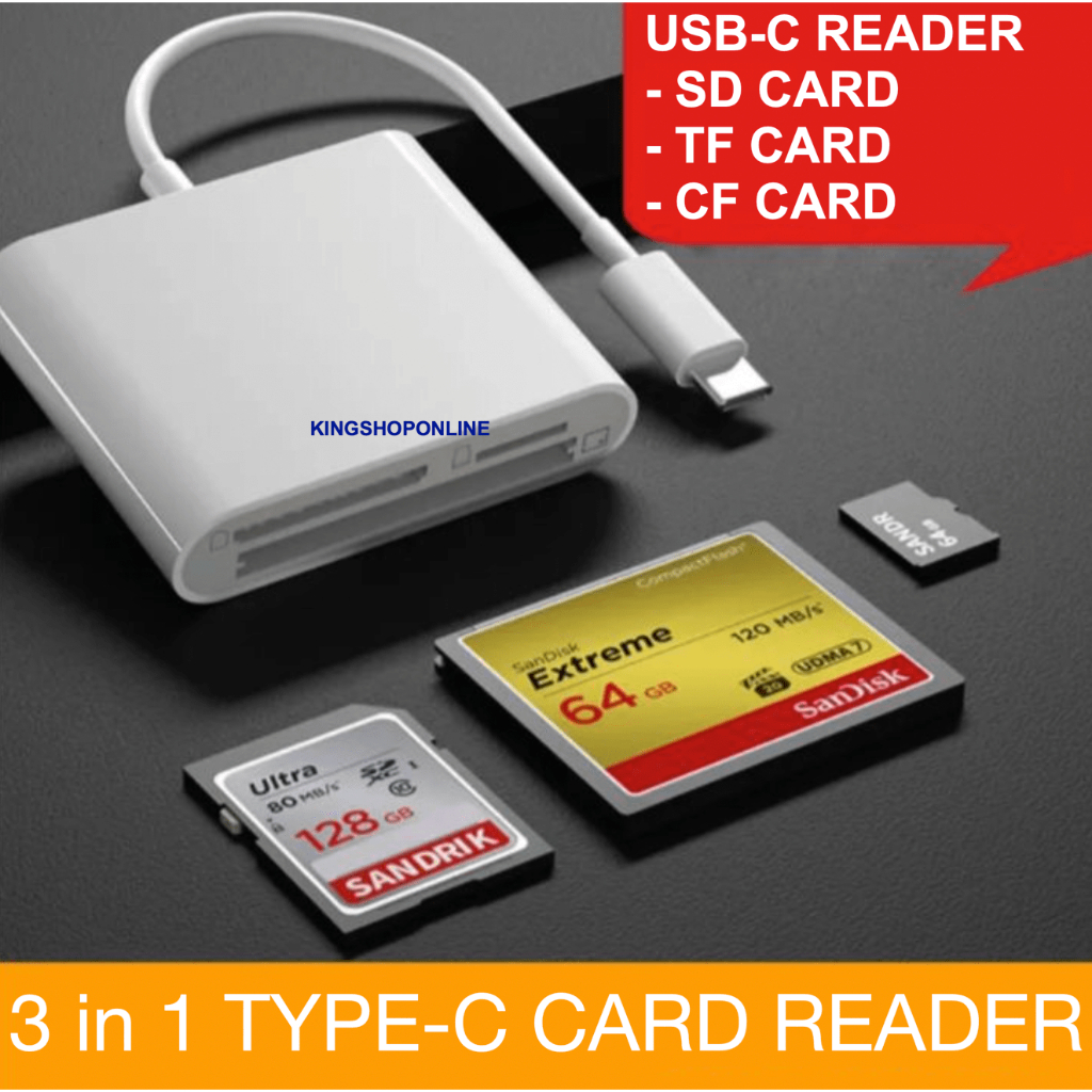 Jual Type-C SD Card Reader, 3in1 SD TF/Micro SD CF Card Reader, USB C ...