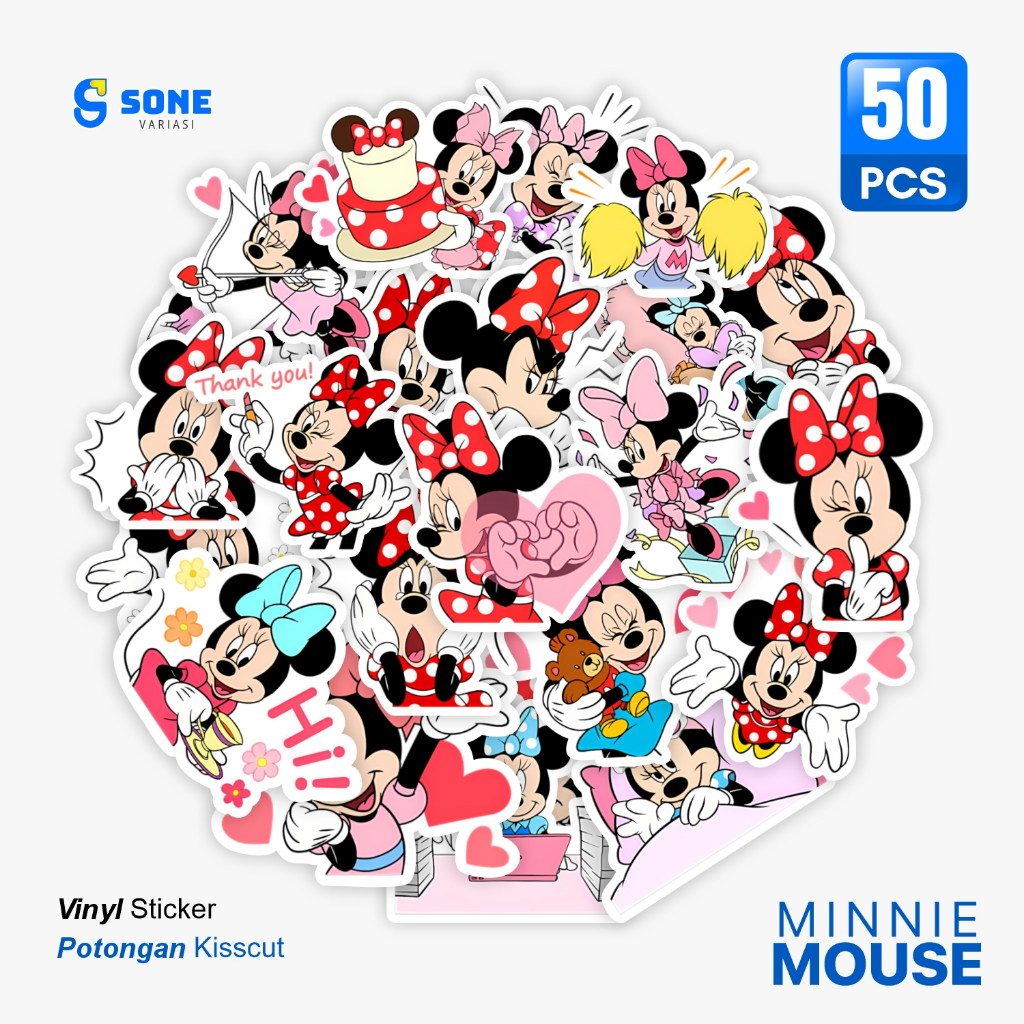Jual Sticker Pack MINNIE MOUSE / Stiker Kartun Animasi Paper Vinyl Deco ...