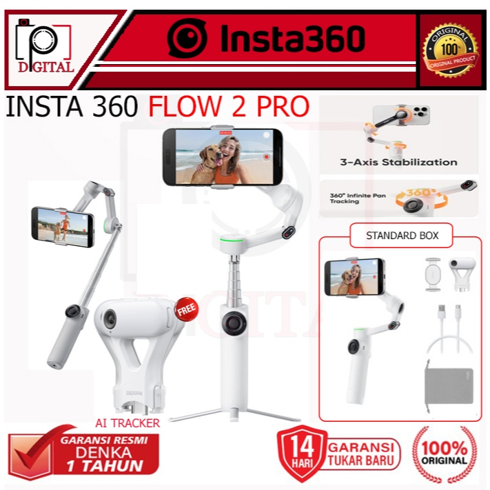 Jual Insta360 Flow 2 Pro AI Auto Tracking Gimbal Stabilizer / Insta 360 ...
