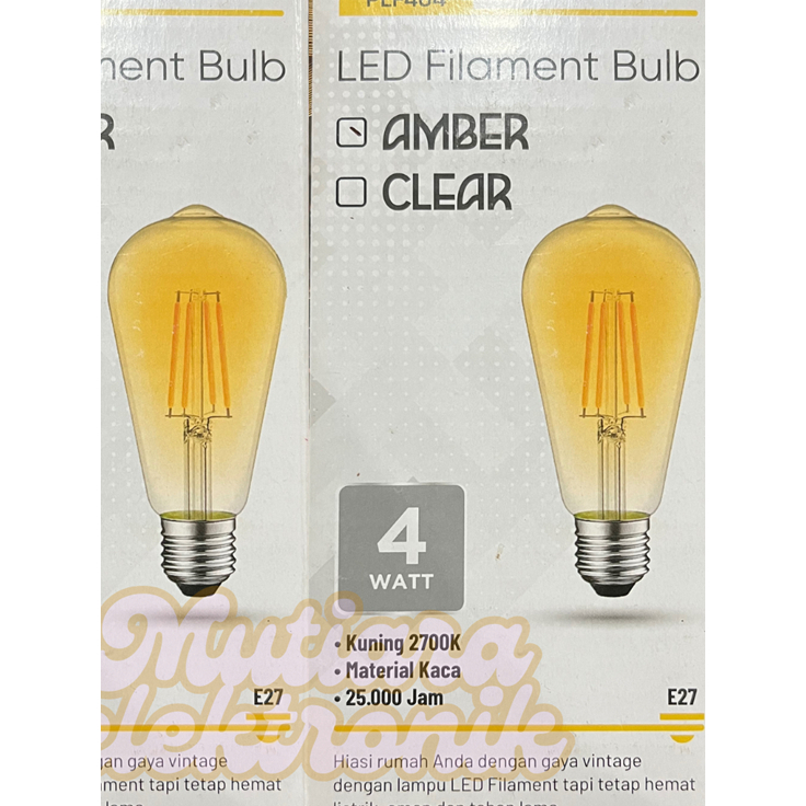 Jual Lampu LED Filament Bulb PIOLINE E27 4watt Amber pijar lampu cafe ...
