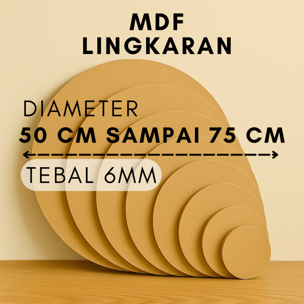 Jual MDF BULAT DIAMETER 50 CM SAMPAI 75 CM TEBAL 6 MM [MDF BULAT/LINGKARAN DIAMETER 50CM,51CM,52 ...