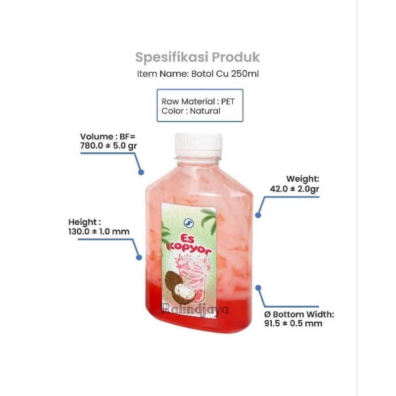 Jual Botol Panda 250 ml / Botol Cu / Botol Plastik / Botol Gepeng 250 ...