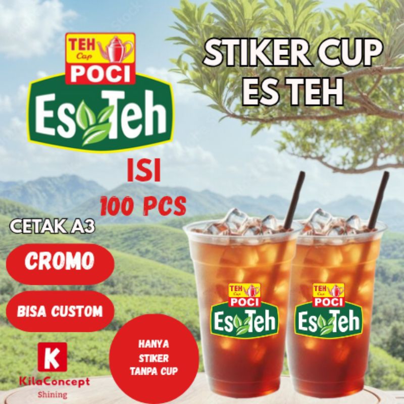 Jual STIKER LABEL ES TEH 100 PCS | STIKER CUSTOM | STIKER ES TEH ...