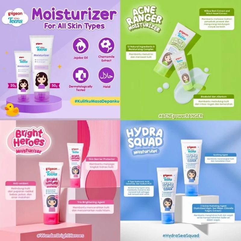 Jual PIGEON TEENS MOISTURIZER 20ML & 50ML All Skin Types / Acne Ranger ...