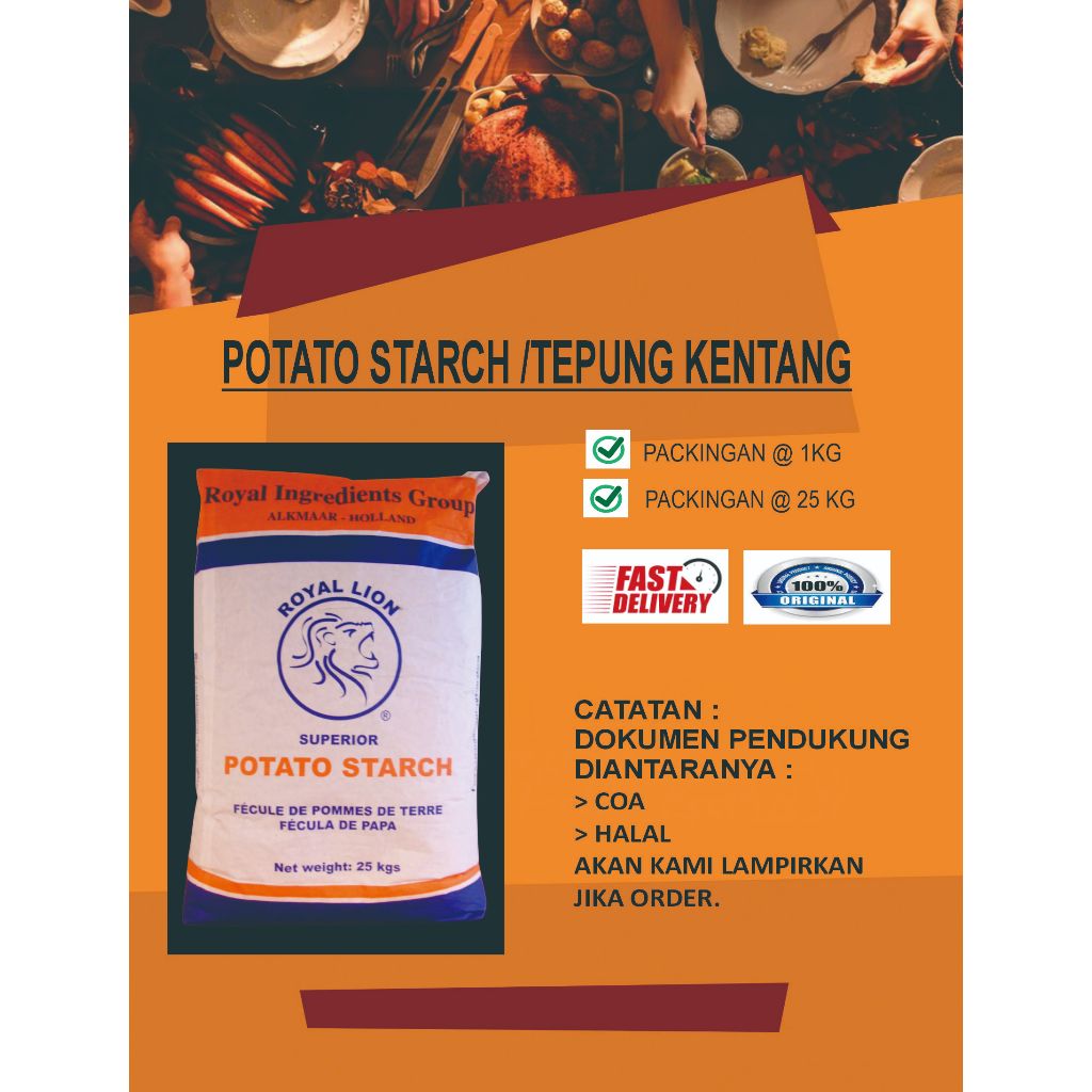 Jual TEPUNG KENTANG /POTATO STARCH UKURAN 1 KG DAN 25 KG BERSERTIFIKAT ...