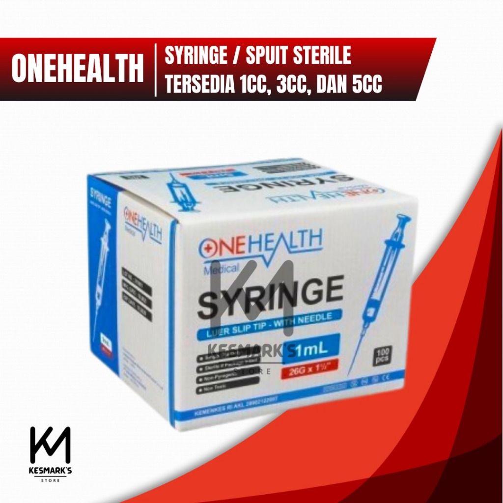 Jual OneHealth Spuit + Jarum Per Box isi 100 Pcs Syringe Suntikan Alat ...