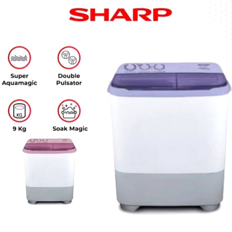 Jual Mesin Cuci 2 Tabung SHARP Puremagic ES-T95NT LC/PK 9 Kg | Shopee Indonesia