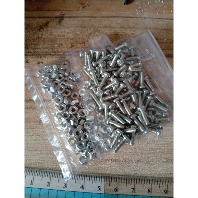 Jual BAUT + MUR M3/3mm panjang 6- 10/15/20/25/30/40/50/60 mm ( baut ...