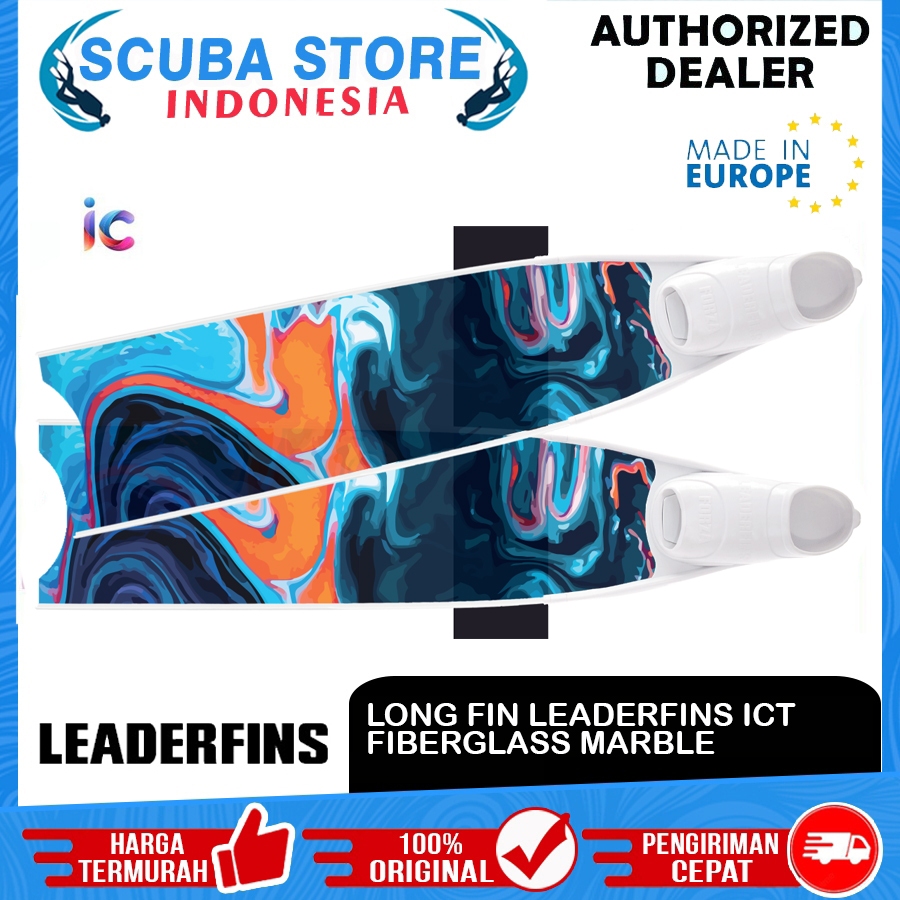 Jual Long Fin Leaderfins ICT Fiberglass Liquid Marble Clear Fins Fiber ...