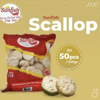 Jual Sunfish Scallop Kemasan 500gr | Sunfish ikan olahan bentuk scallop ...