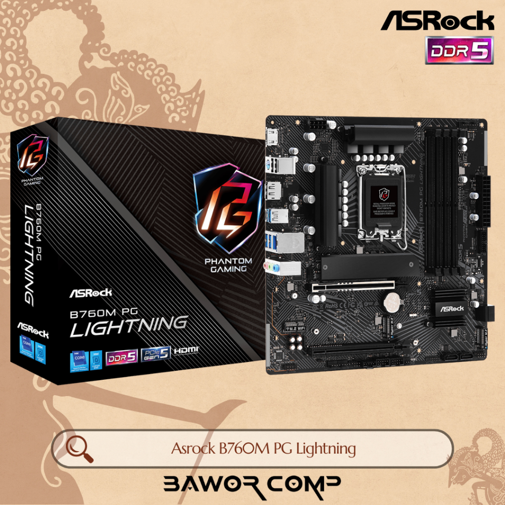 Jual Motherboard Asrock B760M PG Lightning Mobo for Intel Gen 12, 13 ...