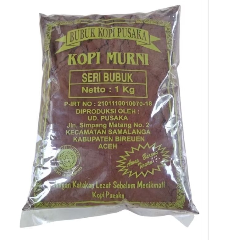 Jual Kopi bubuk Halus Murni Cap Pusaka 1kg Asli Produk Aceh samalanga ...