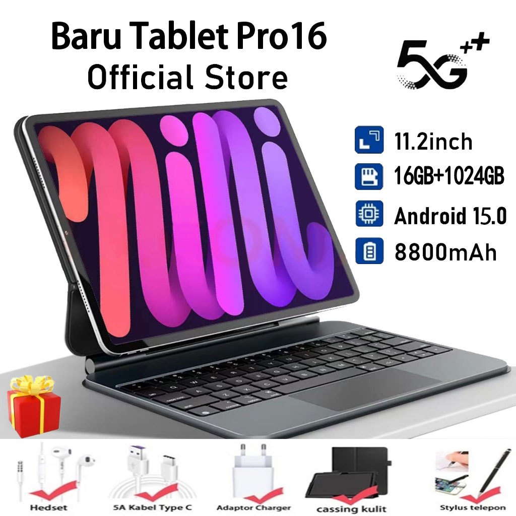 Jual 【Bisa COD】Tablet PC Baru Pro16 16GB + 1024GB Tablet Android 15.0 ...