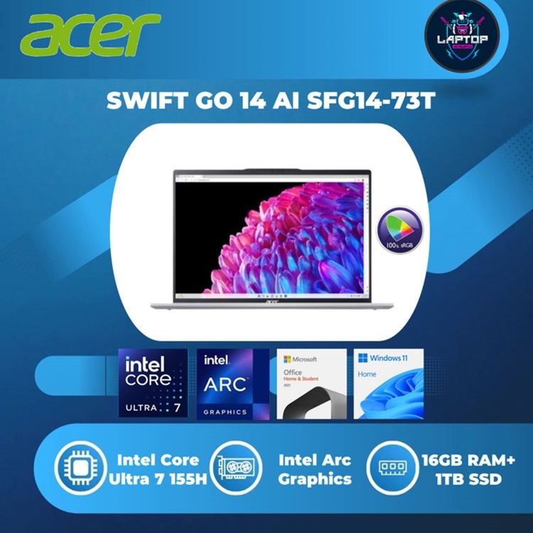 Jual ACER SWIFT GO 14 AI SFG14 ULTRA 7 155H 16GB 1TB W11+OHS 14.0 2.8K ...