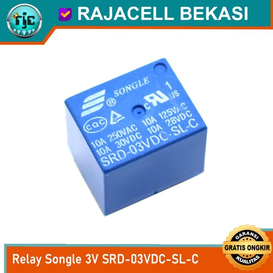Jual Relay Songle 3V 3,3V 10A SRD-03VDC-SL-C Coil 3V untuk project ESP8266 ESP32 STM32 | Shopee ...