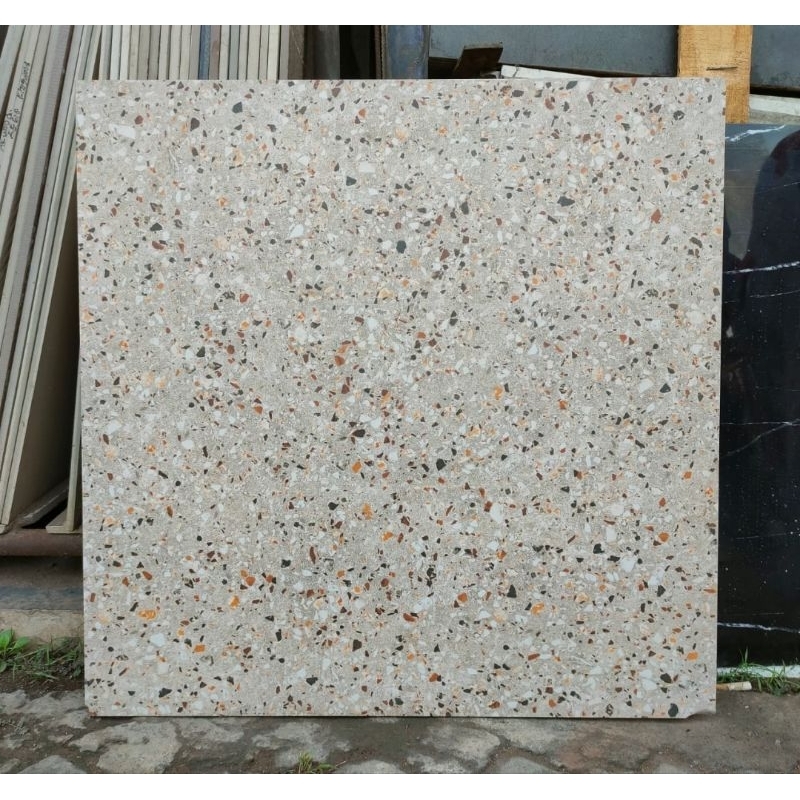 Jual GRANIT KERAMIK LANTAI 60X60 MOTIF TERAZZO CREAM MATT / GRANITE TERAS CARPORT KAMAR MANDI ...