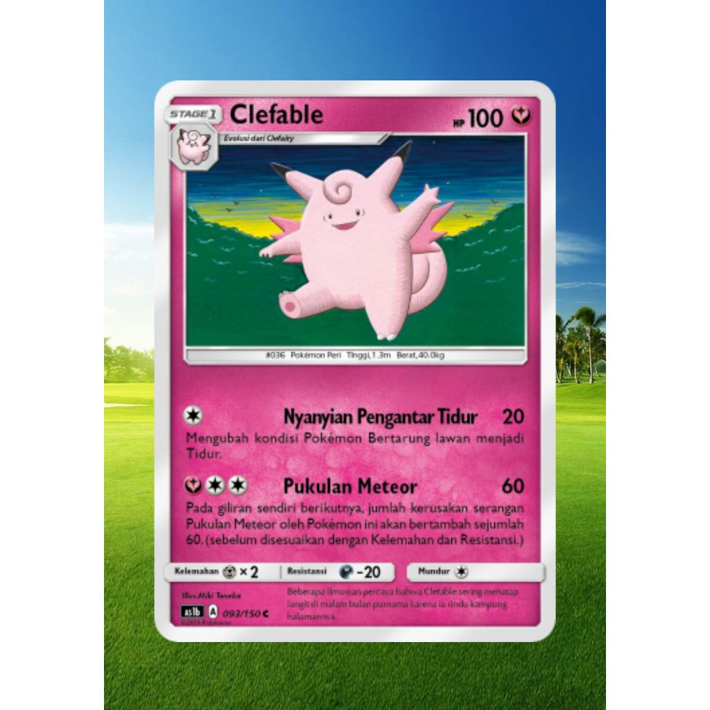 Jual Pokemon TCG Clefable AS1b 093/150 C Indonesia Ver | Shopee Indonesia