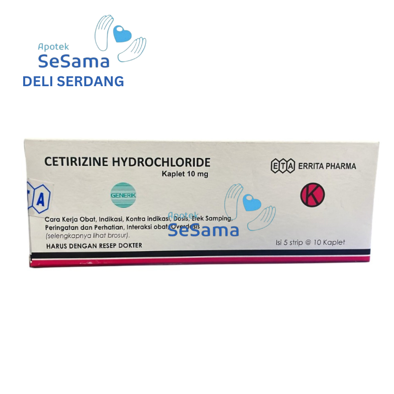 Jual CETIRIZINE 10 MG 1 BOX 50 TABLET (GEN-ERRITA) | Shopee Indonesia