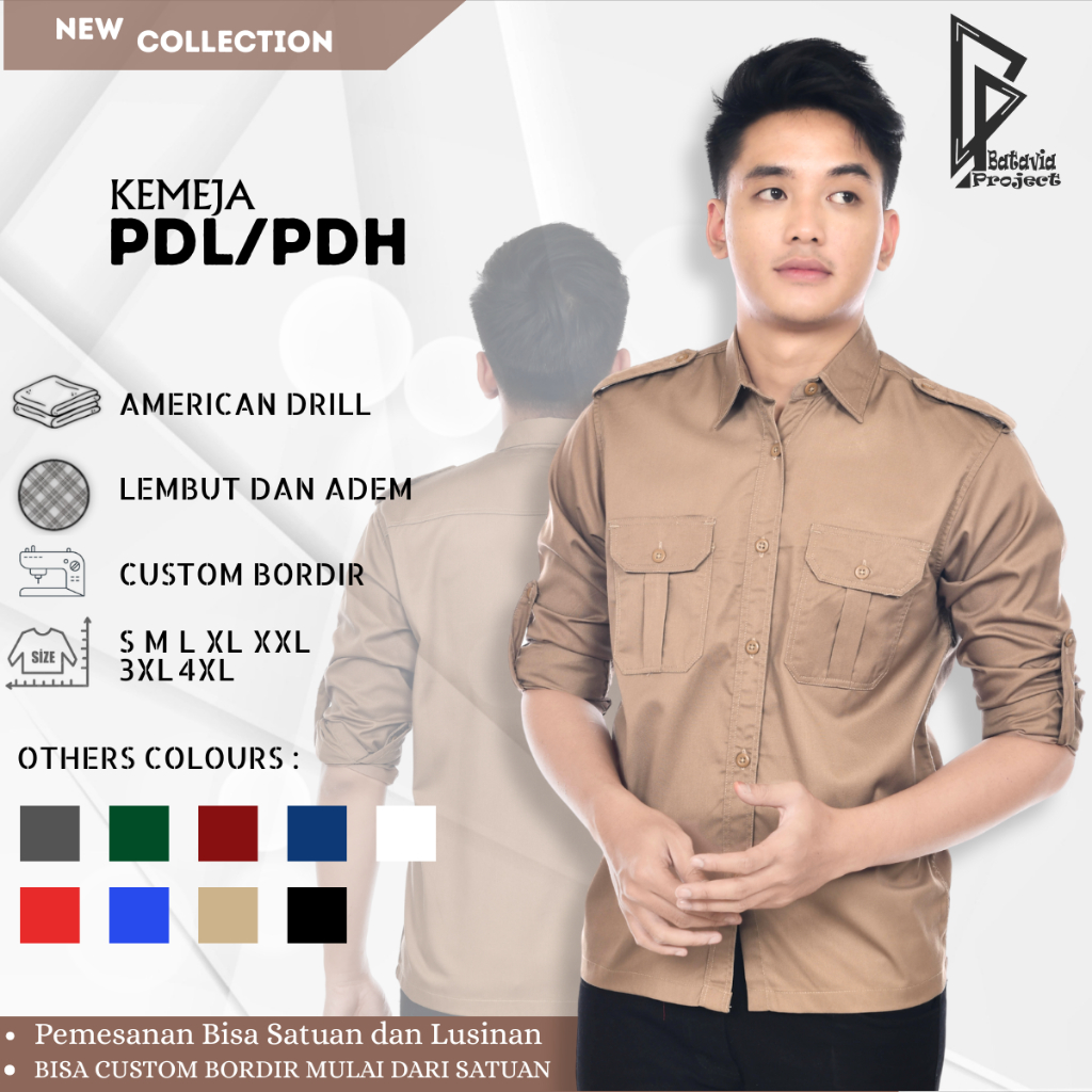 Jual Kemeja PDL PDH Lengan Panjang - Seragam Kantor Pria Wanita Premium Model Baju Tactical ...